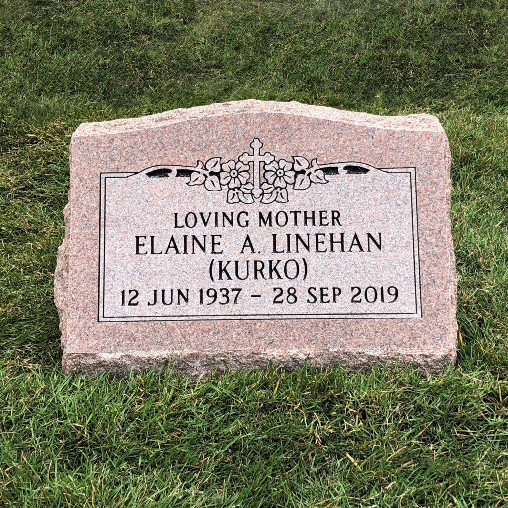 Rose colored slant marker with flowers - Lifetime Memorials | Eau ...